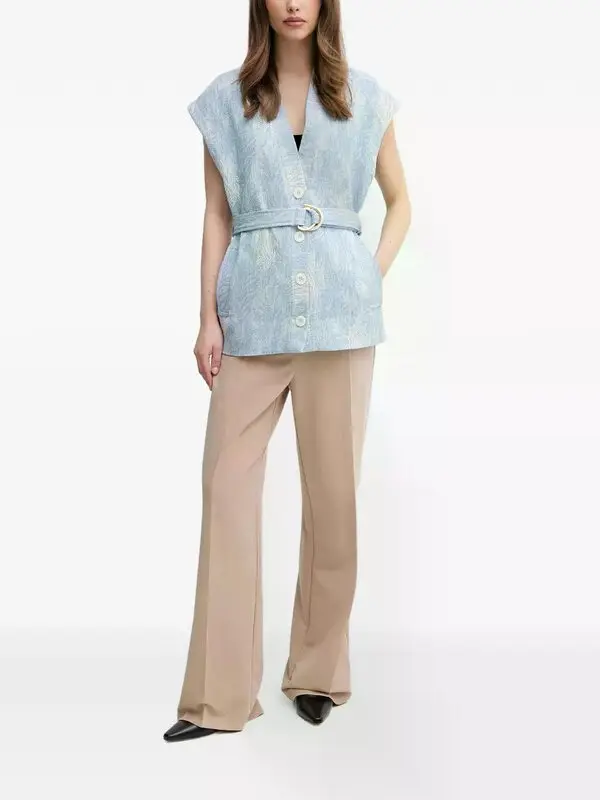 LA PETITE FRANÇAISE Vangelis Leaf-print Belted Top