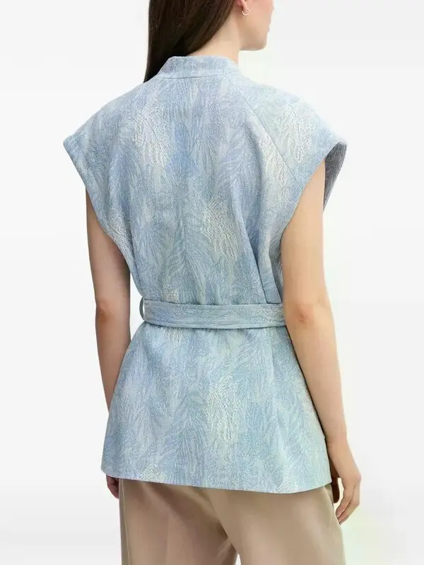 LA PETITE FRANÇAISE Vangelis Leaf-print Belted Top