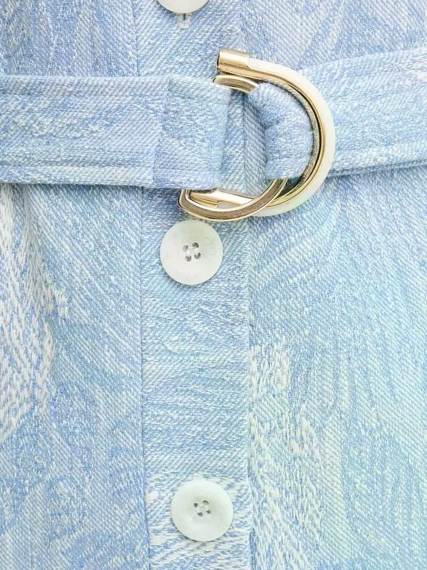 LA PETITE FRANÇAISE Vangelis Leaf-print Belted Top