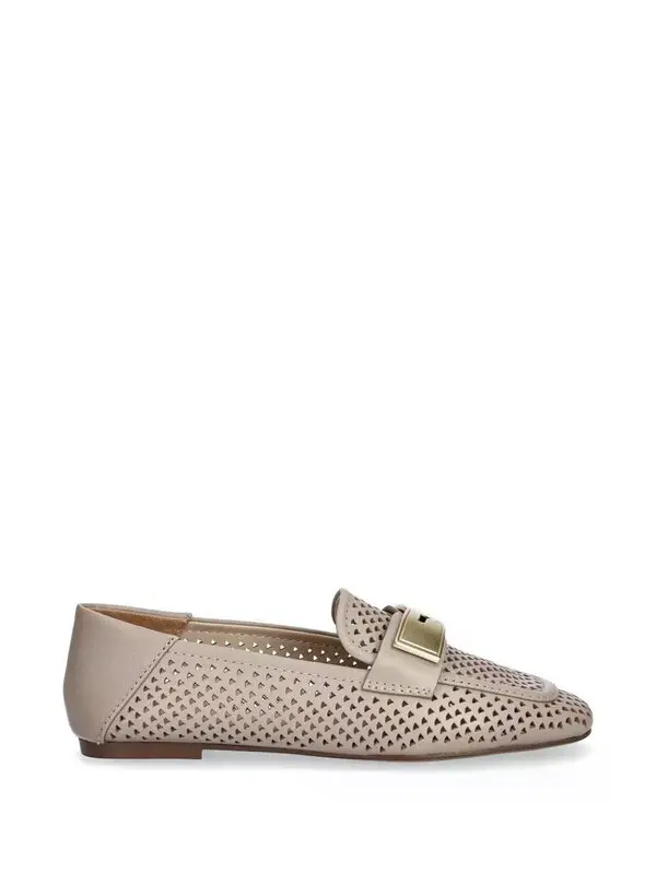 Liu Jo Openwork Leather Loafers With Square Toe And Gold-tone Buckle
