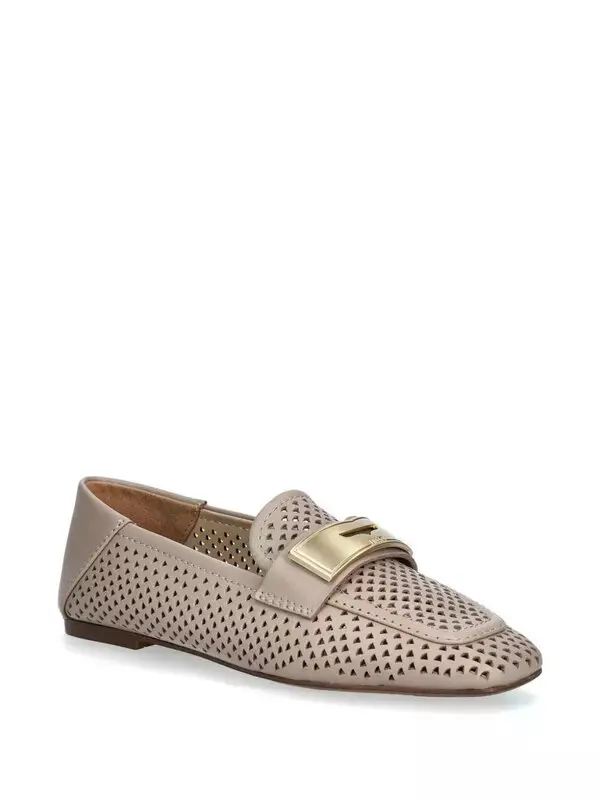 Liu Jo Openwork Leather Loafers With Square Toe And Gold-tone Buckle
