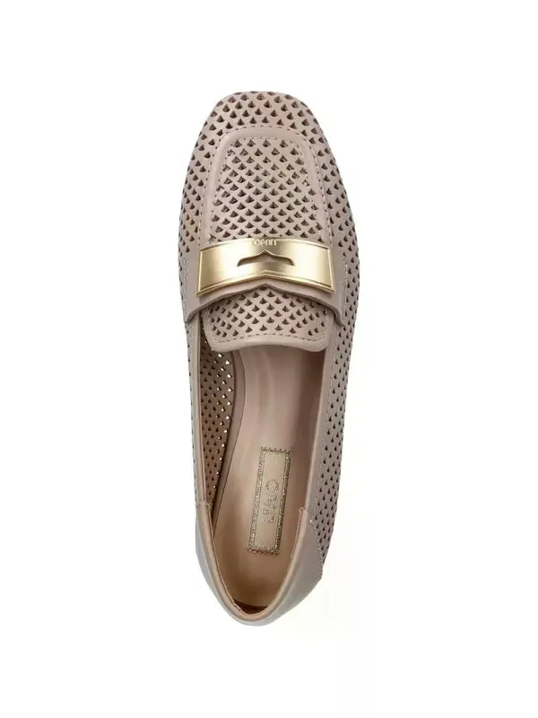 Liu Jo Openwork Leather Loafers With Square Toe And Gold-tone Buckle