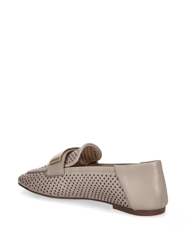Liu Jo Openwork Leather Loafers With Square Toe And Gold-tone Buckle