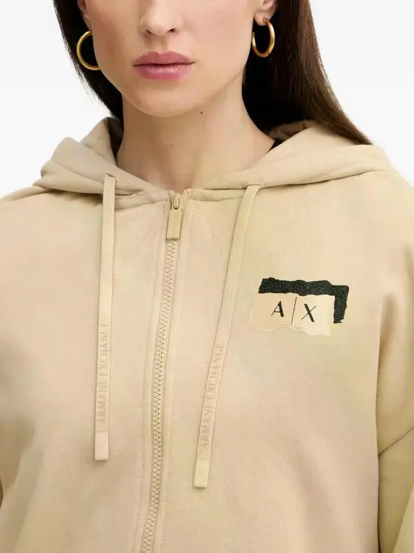 Armani Exchange Logo Zip Hoodie - Neutrals