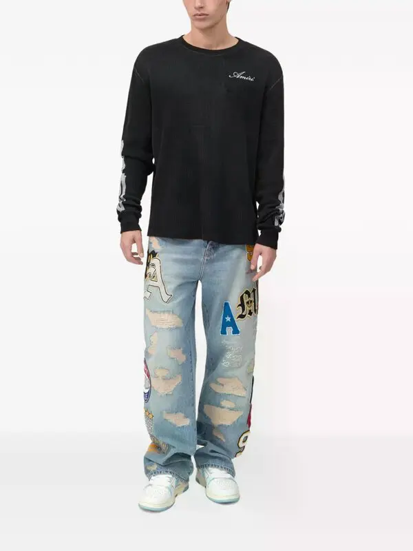 Amiri Varsity Patch Baggy Jeans - Blue