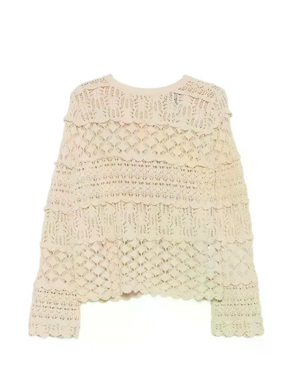 SEMICOUTURE Tiered Crochet Cardigan - Neutrals