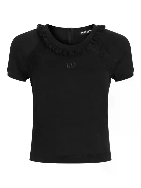 Dolce & Gabbana Lace Detail T-shirt - Black