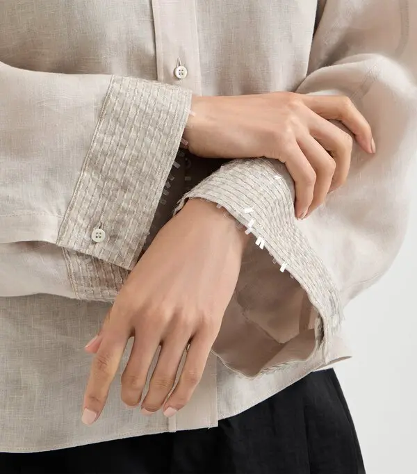 Brunello Cucinelli Linen Embellished Shirt