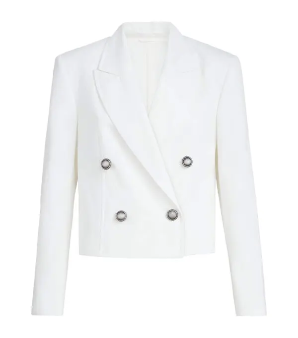 Brunello Cucinelli Cotton-paper Yarn Cropped Blazer - Beige
