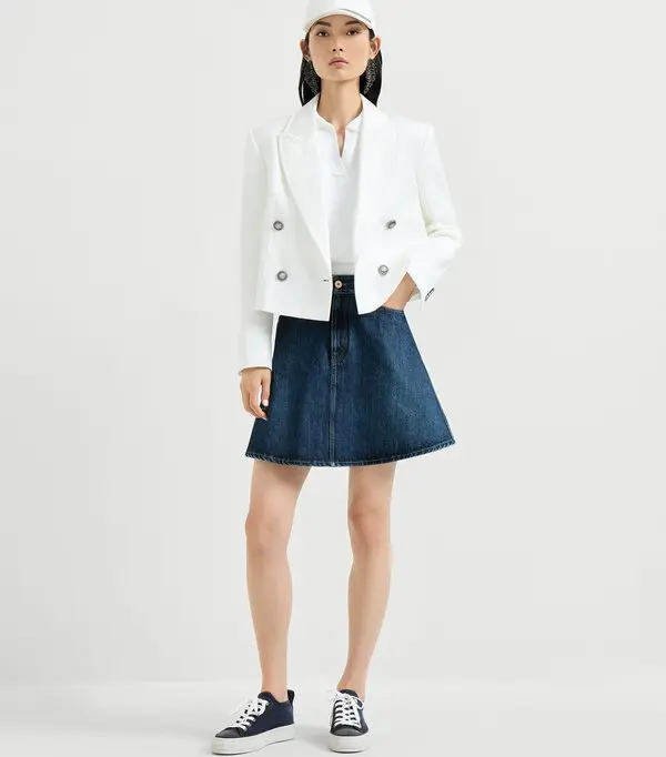 Brunello Cucinelli Cotton-paper Yarn Cropped Blazer - Beige