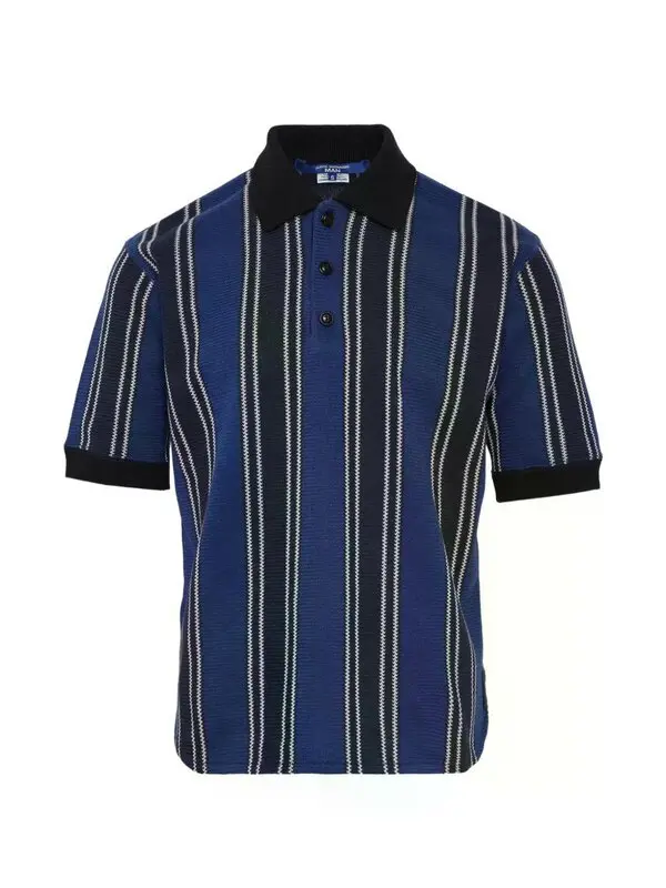Junya Watanabe Striped Knit Polo Shirt - Blue