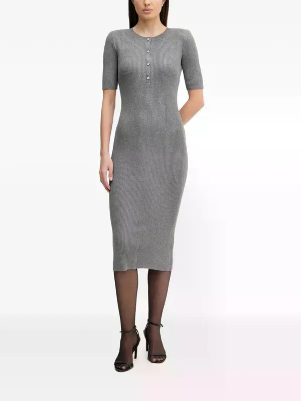 Dkny Button Ribbed Dress