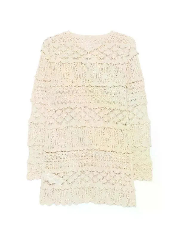 SEMICOUTURE Ruffled Openwork Mini Dress - Neutrals