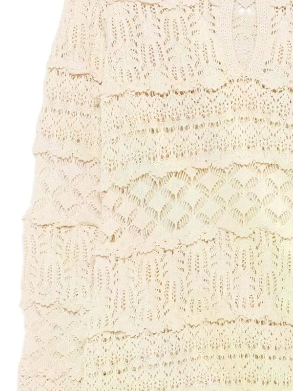 SEMICOUTURE Ruffled Openwork Mini Dress - Neutrals