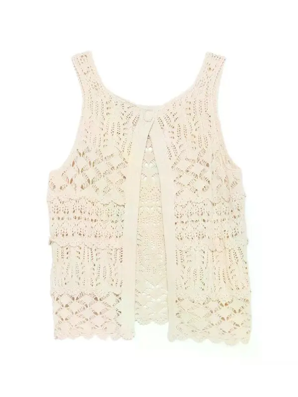 SEMICOUTURE Openwork Sleeveless Top - Neutrals