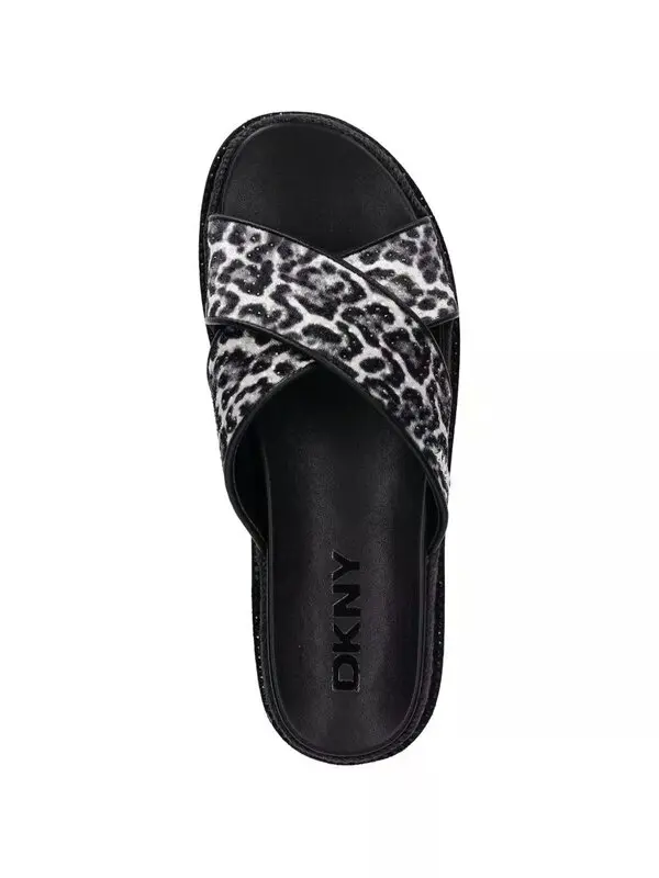 Dkny Leopard Print Cross-strap Slides