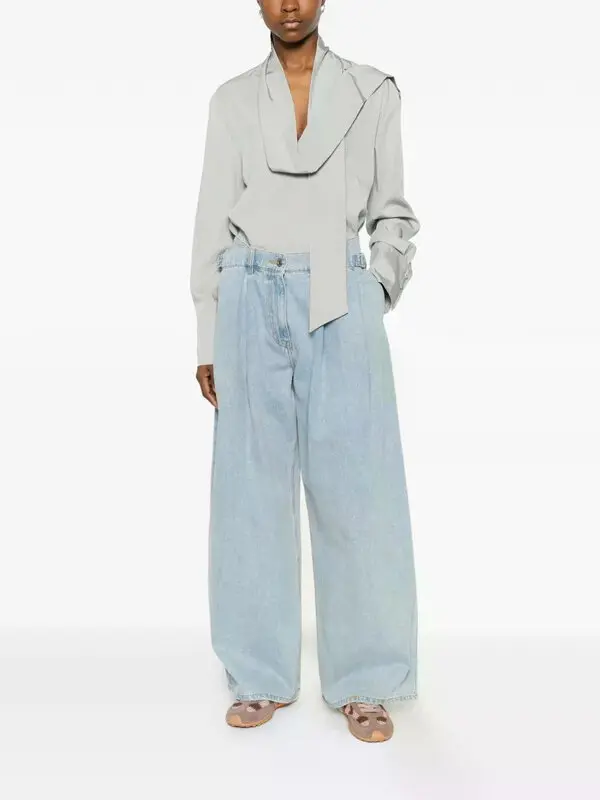 SYSTEM Pleated Wide Leg Jeans