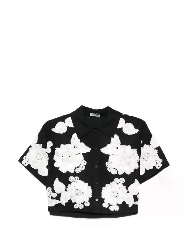 Simkhai Floral-appliqué Shirt - Black