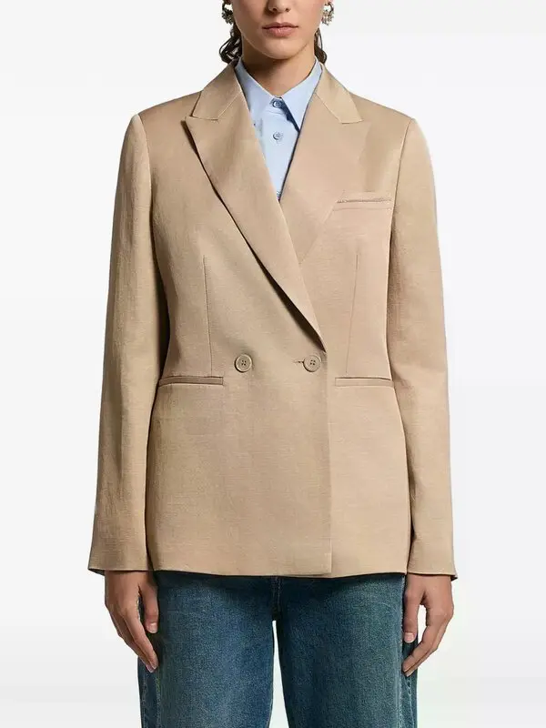 Peserico Twill Double-breasted Blazer - Neutrals