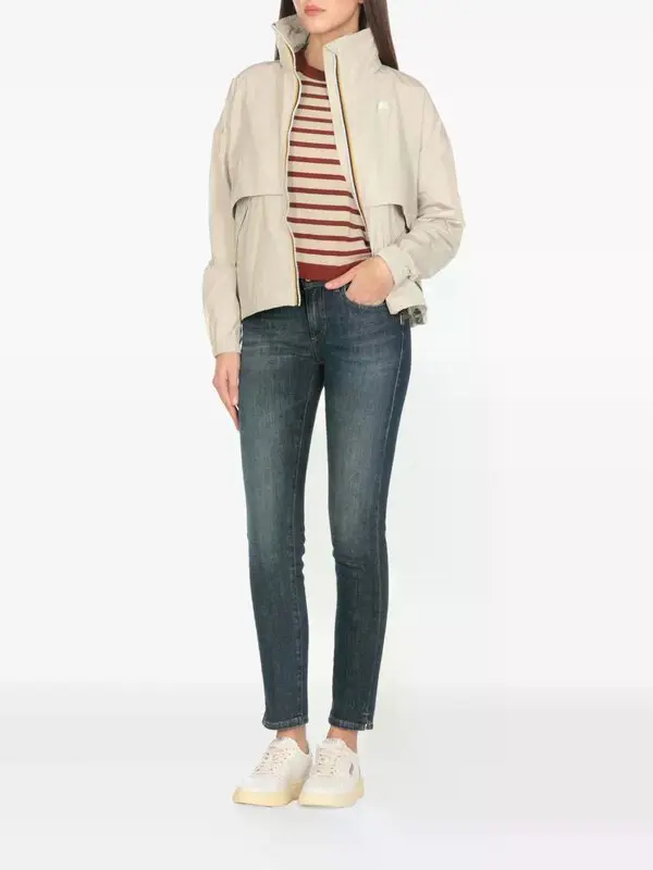K-WAY Aubette High-neckline Jacket With Foldable Hood - Neutrals