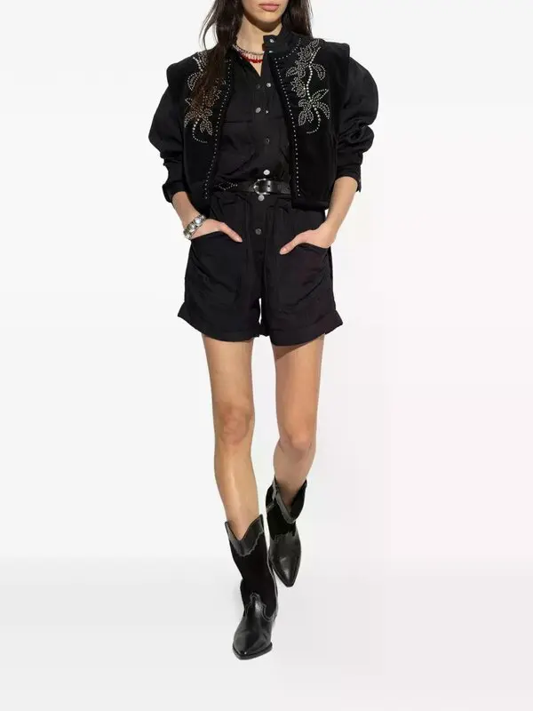 MARANT ETOILE Crinkled Texture Utility Jumpsuit - Black