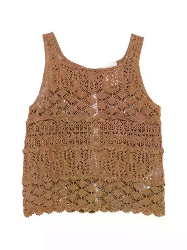 SEMICOUTURE Openwork Top - Brown