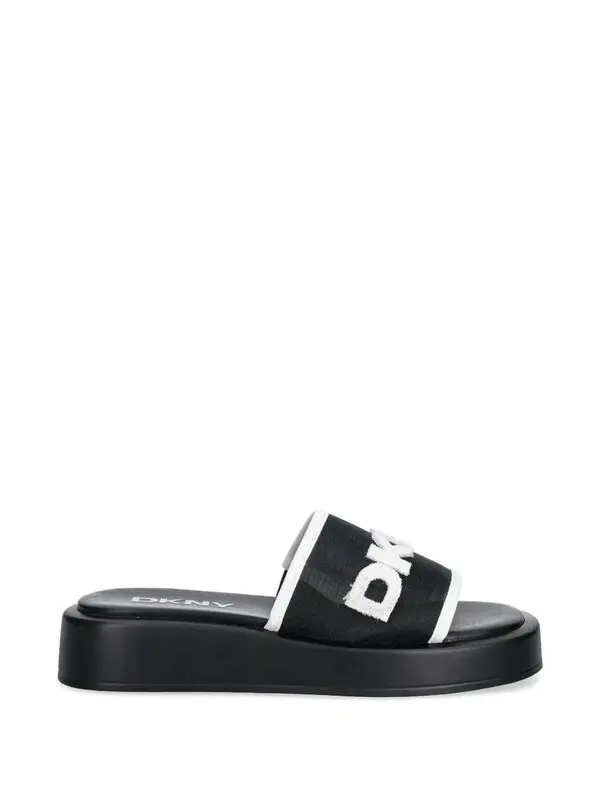Dkny Logo Flatform Slide - Black