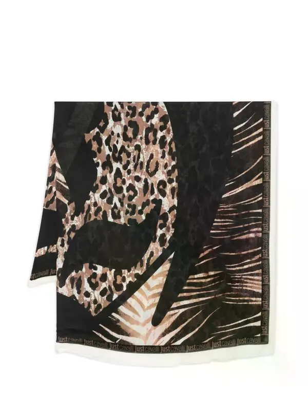 Just Cavalli Animal Print Scarf - Black