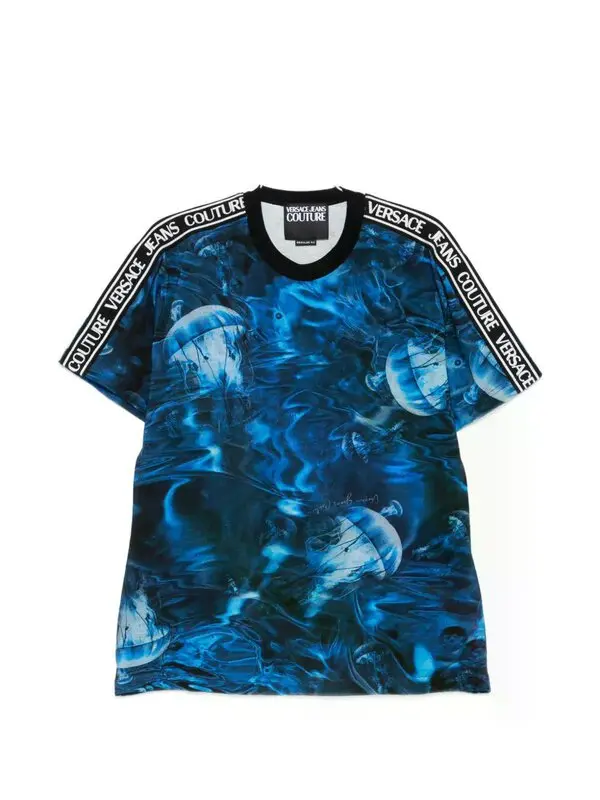 Versace Logo-tape Graphic T-shirt