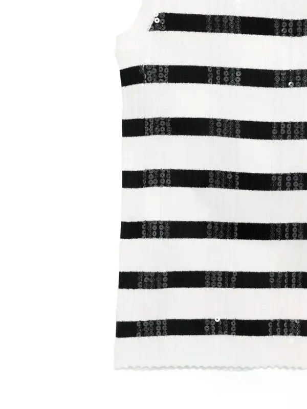 Dkny Striped Sequin Embellished Ribbed Knit Tank Top