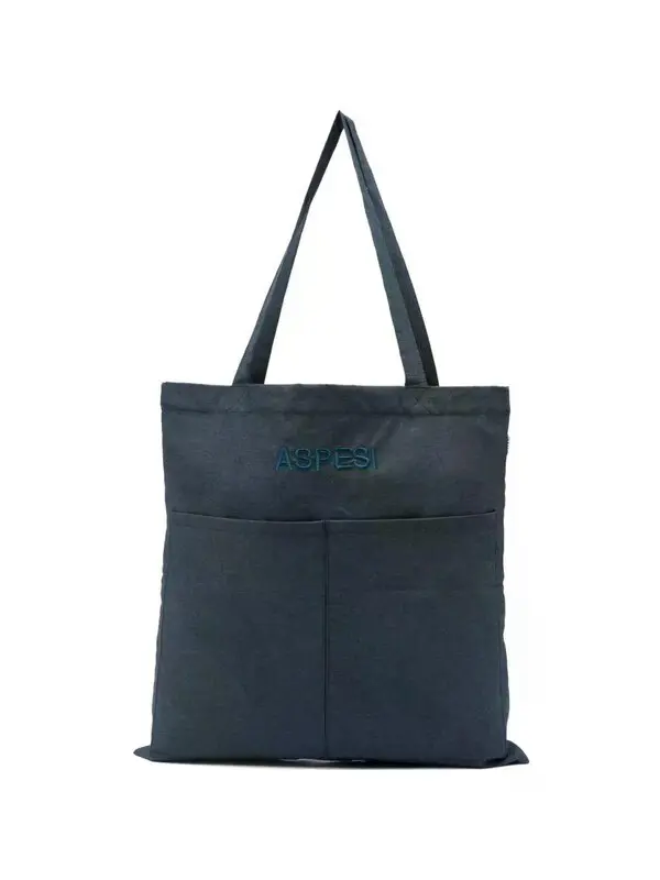 Aspesi Embroidered Tote Bag - Blue