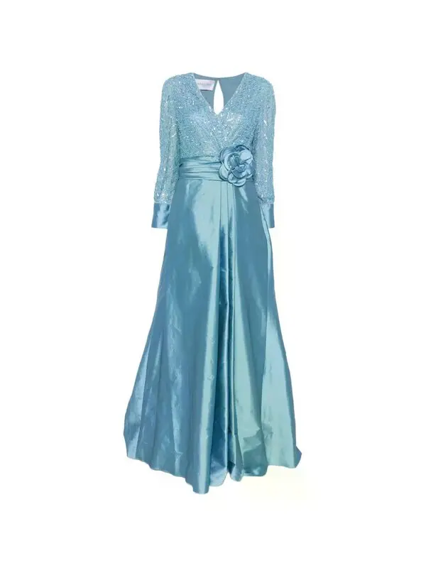 Rosa Clara Sequin Flower-appliqué Gown