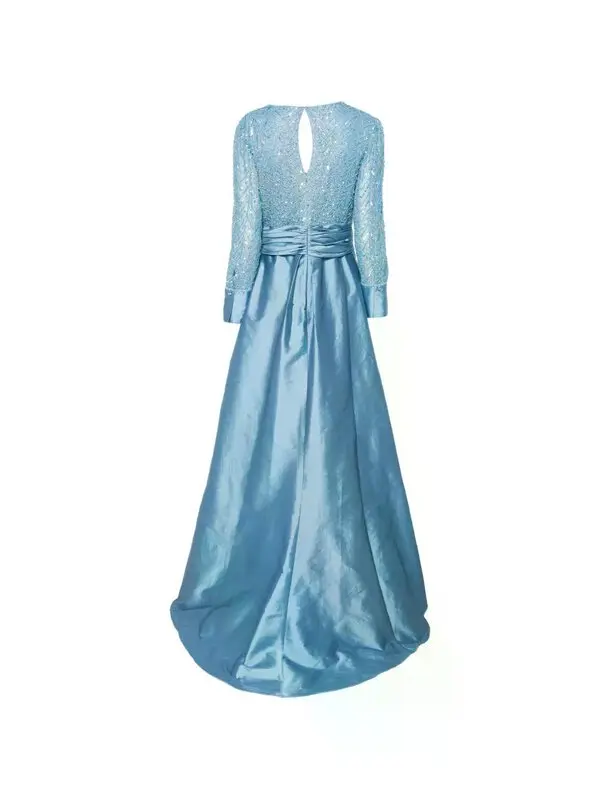 Rosa Clara Sequin Flower-appliqué Gown