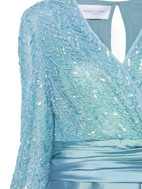 Rosa Clara Sequin Flower-appliqué Gown