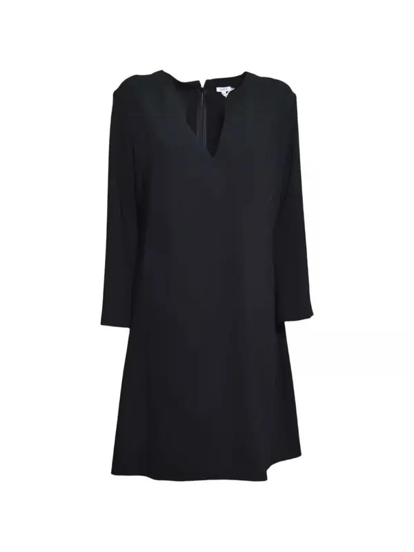 Aspesi V-neck Mini Dress With Long Sleeves And Zip Fastening - Black