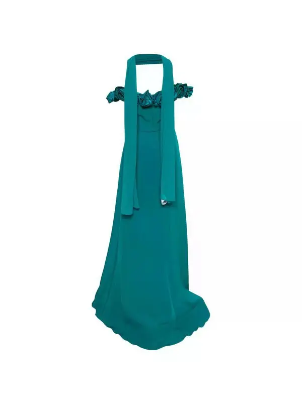 MARFIL BARCELONA Floral-appliqué Maxi Dress