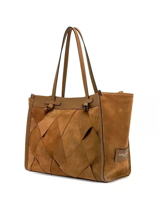 GIANNI CHIARINI Top Handle Woven Tote Bag - Brown