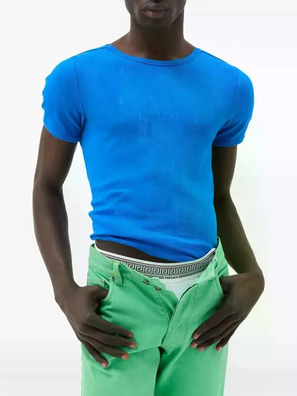 Versace Embroidered Ribbed Cotton-jersey T-shirt
