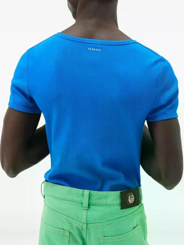 Versace Embroidered Ribbed Cotton-jersey T-shirt