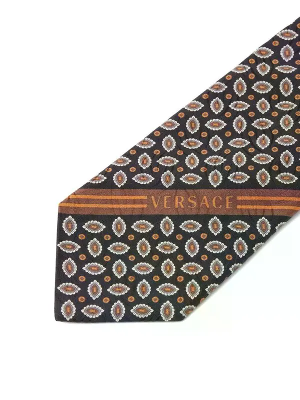 Versace Printed Jacquard Silk Neck Tie