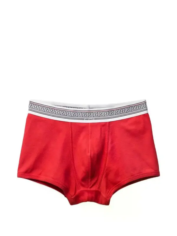 Versace Ribbed Cotton-jersey Trunks - Red