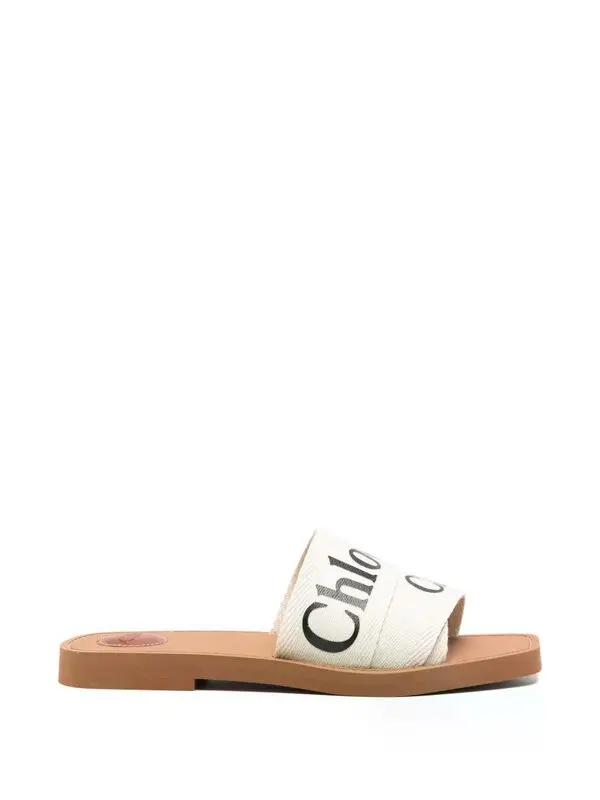 Chloé Woody Logo-detail Slides - Neutrals