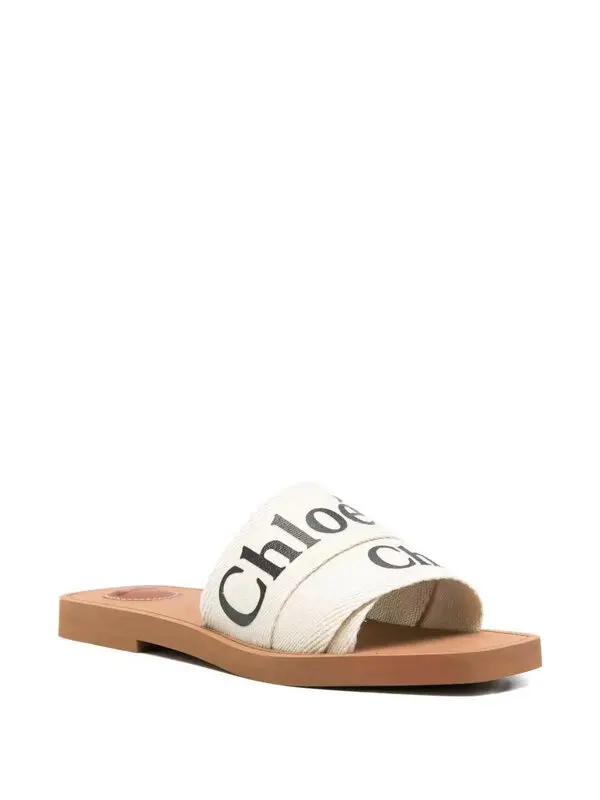 Chloé Woody Logo-detail Slides - Neutrals