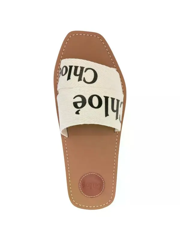 Chloé Woody Logo-detail Slides - Neutrals