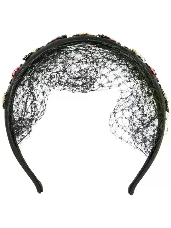 Red Valentino Bug-beaded Headband - Black