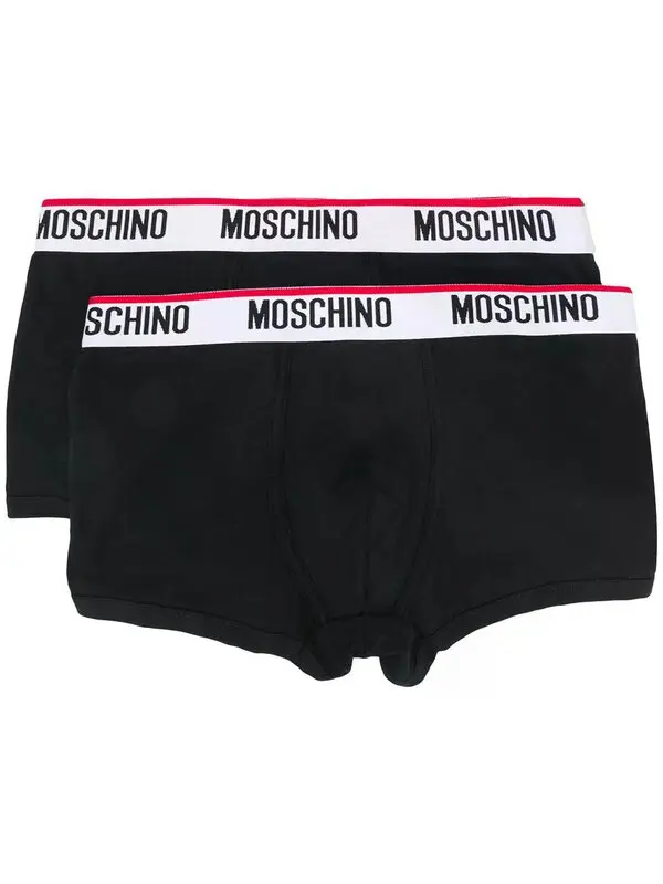 Moschino Waistband Logo Boxers Bi-pack - Black