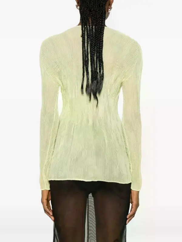 Issey Miyake V-neck Ruffled T-shirt - Green