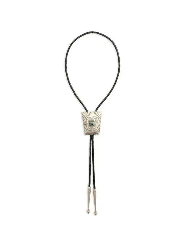 Ralph Lauren Braided Leather Bolo Tie - Silver