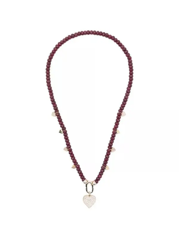 SYDNEY EVAN Corundum Heart Ruby Necklace - Red