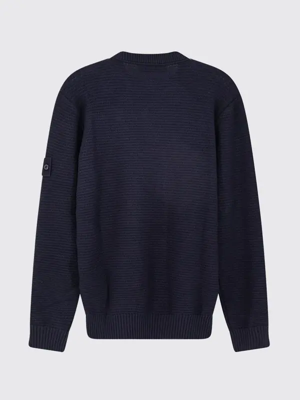 Stone Island Crew Neck Jumper With Compass Logo - Blue